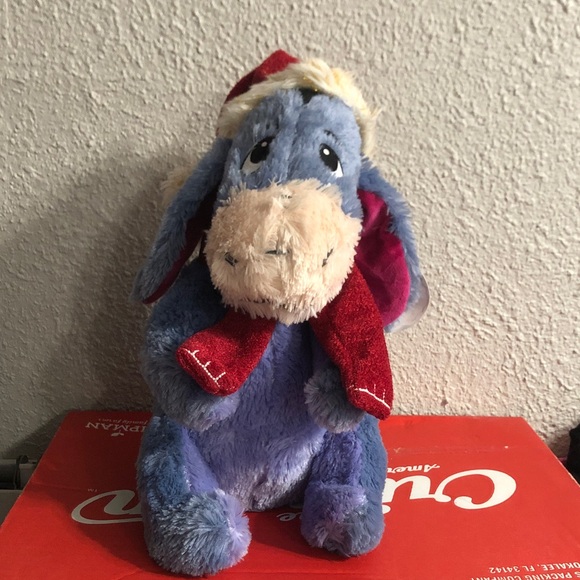 Disney | Toys | Disney Blue And Red Eeyore Plush Toy | Poshmark